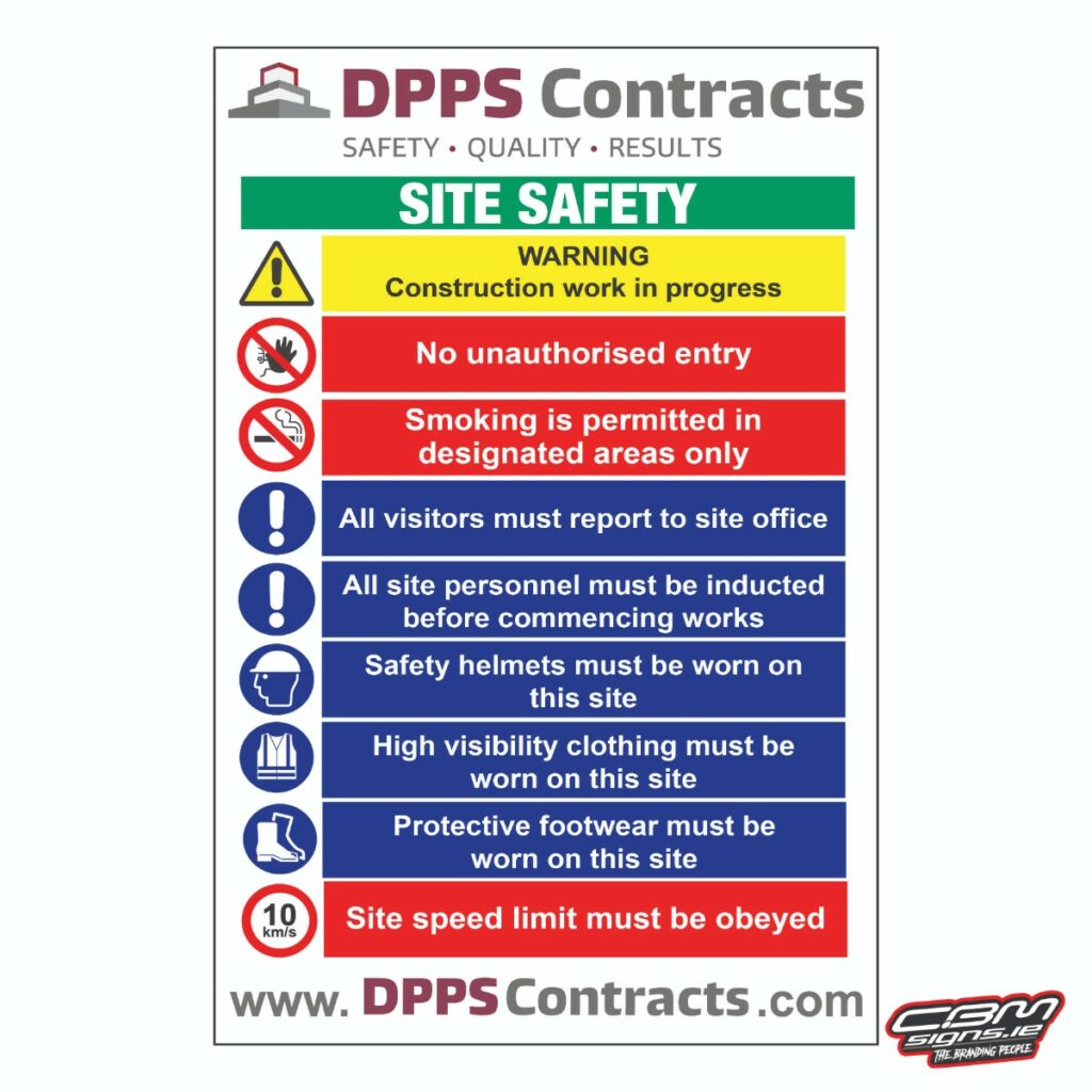 Site Safety Sign with Logo | Safety Signs For Construction Sites Ireland