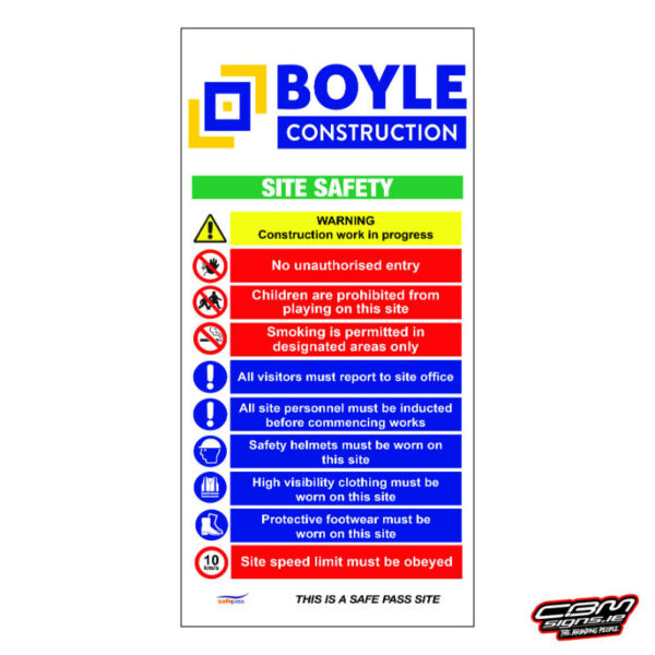 Site Safety Sign with Logo | Safety Signs For Construction Sites Ireland